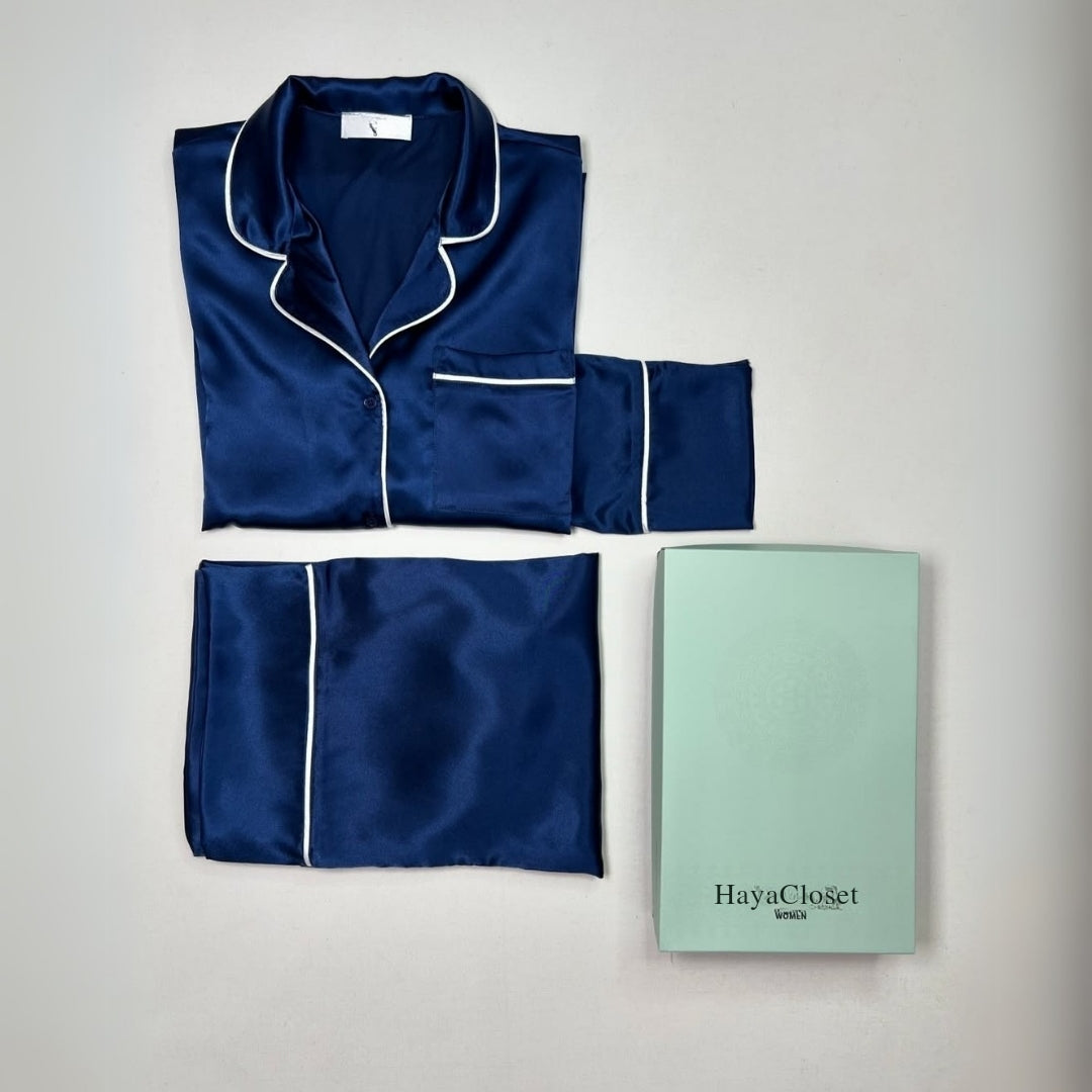 Navy Blue Silk Pyjamas – Haya's Closett